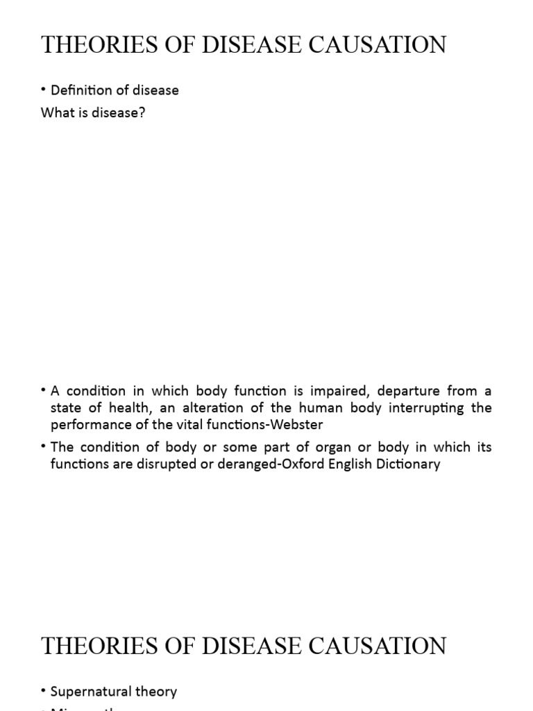 Theories of Disease Causation | PDF