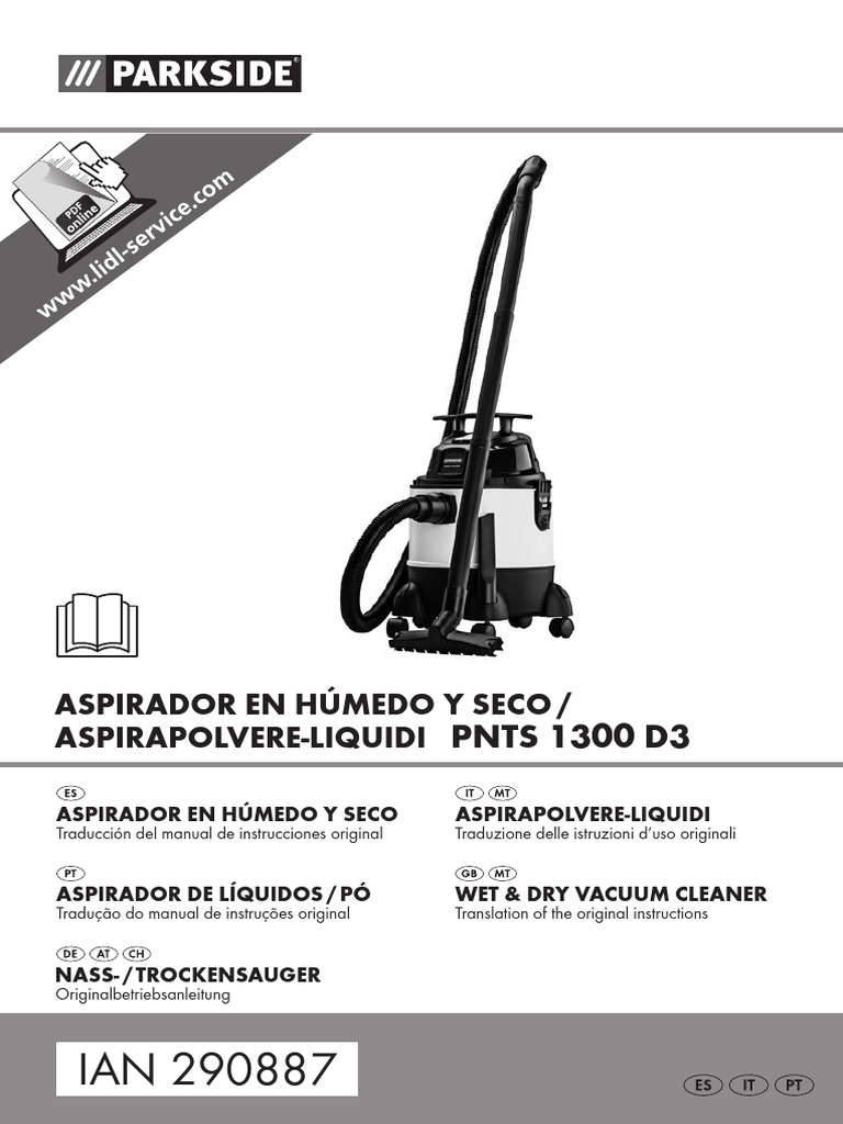 Manual - Aspirador - Parkside Pnts 1300 d3 Ian 290887 - Es | PDF | Aspiradora | Enchufes y tomas ...