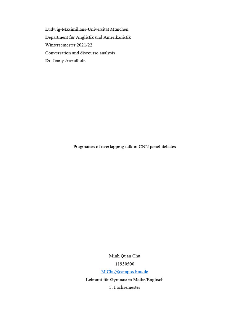 Pragmatics of Overlapping Talk in CNN Panel Debates | PDF ...
