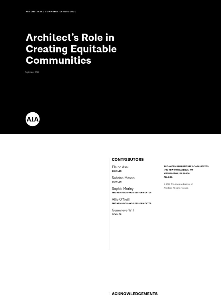 Architects Role in Creating Equitable Communities-R1 | PDF | Community ...