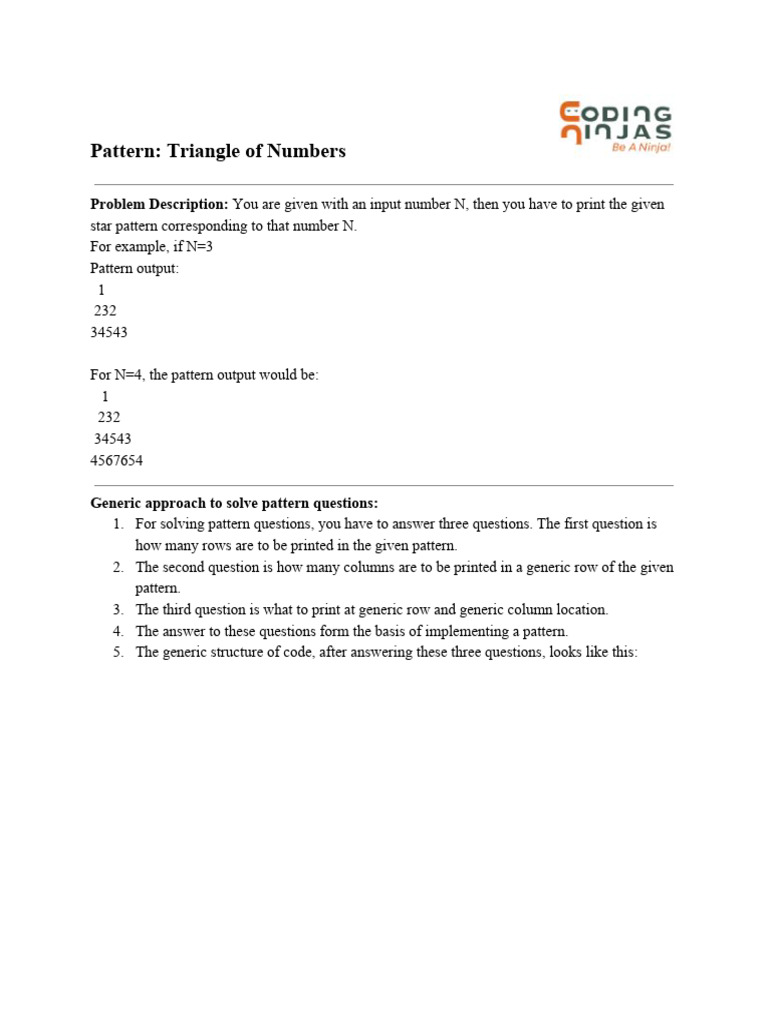 7.1. Pattern - Triangle of Numbers Hint | PDF | Computer Programming ...