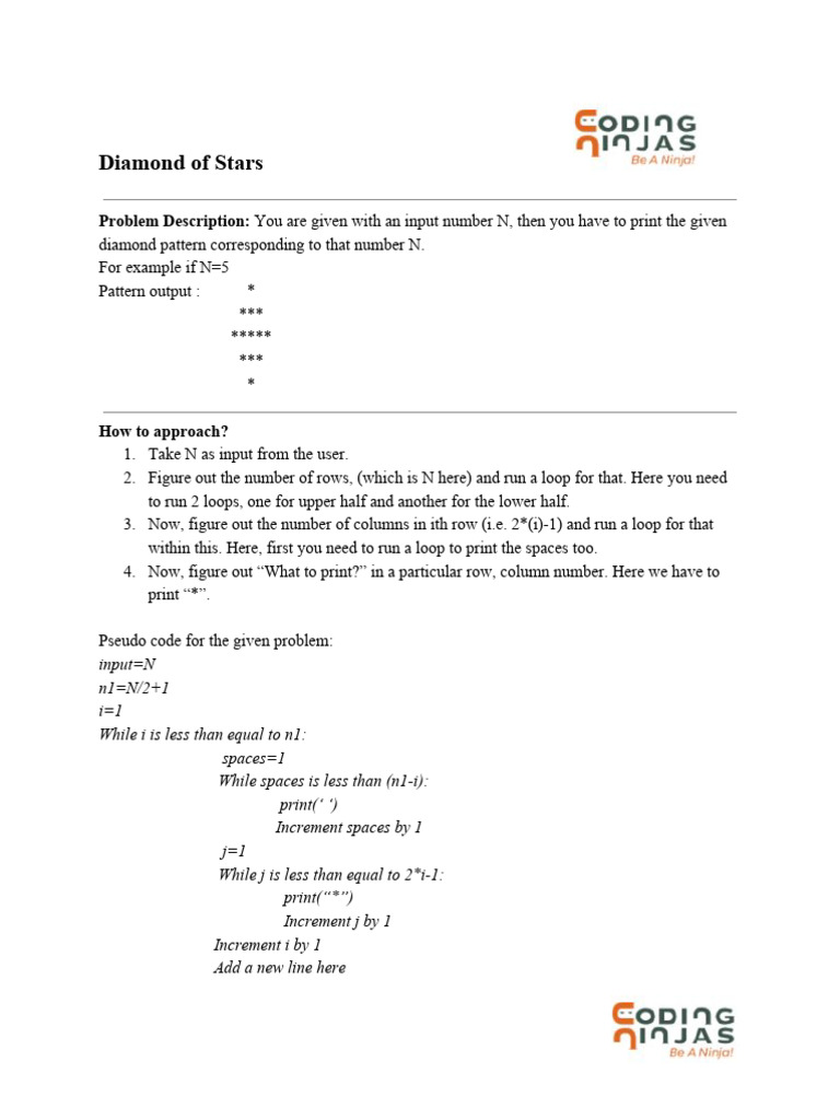 8.1 Diamond of Stars Hint | PDF | Computing | Computer Programming