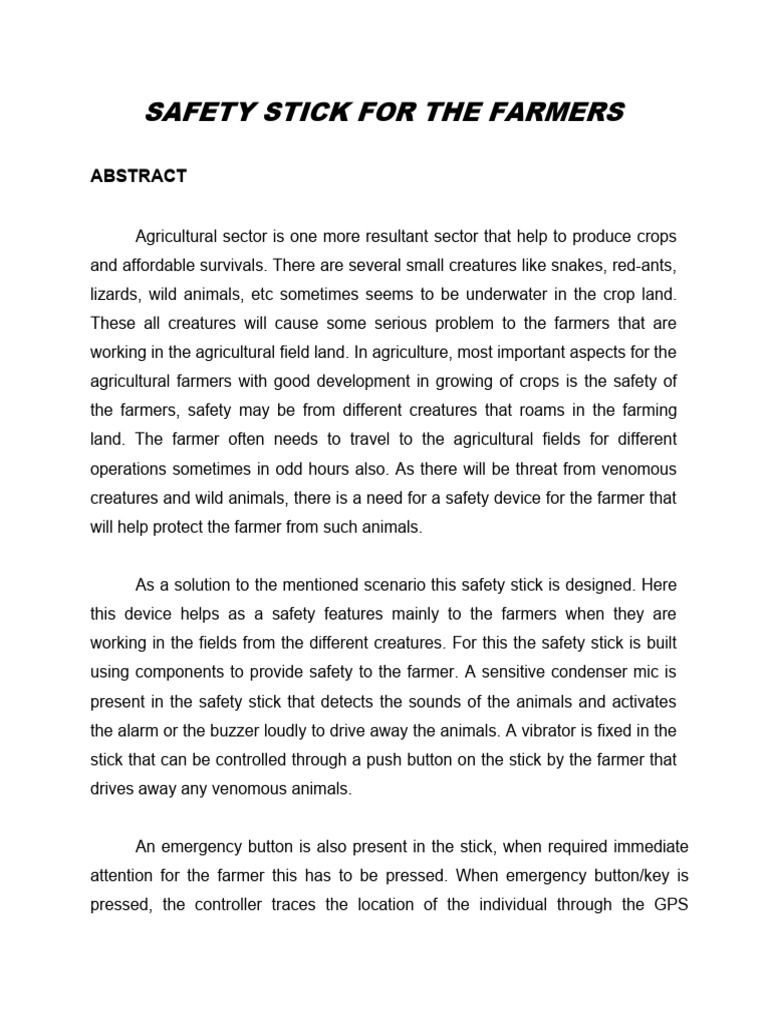 Safety Stick for Farmers' Protection | PDF | Rechargeable Battery ...