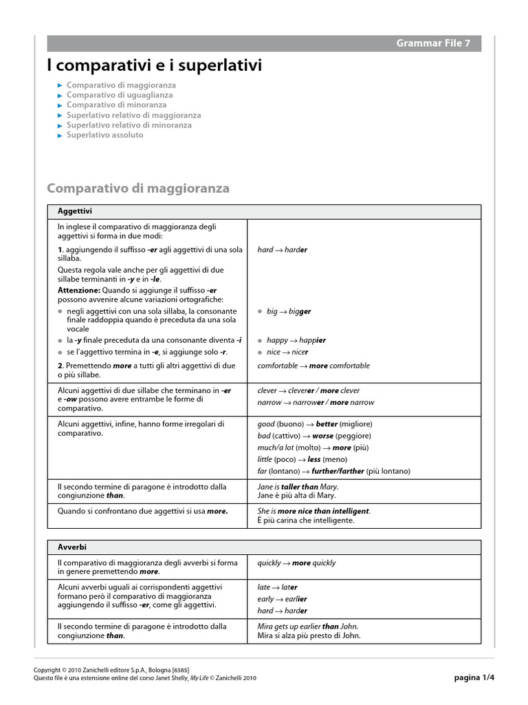 7 I Comparativi Ed I Superlativi | PDF