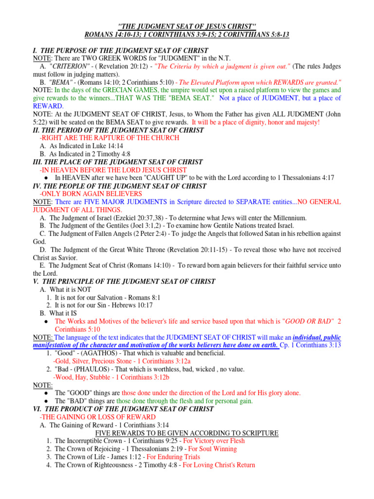 The Judgment Seat of Jesus Christ | PDF | Jesus | Glory (Religion)