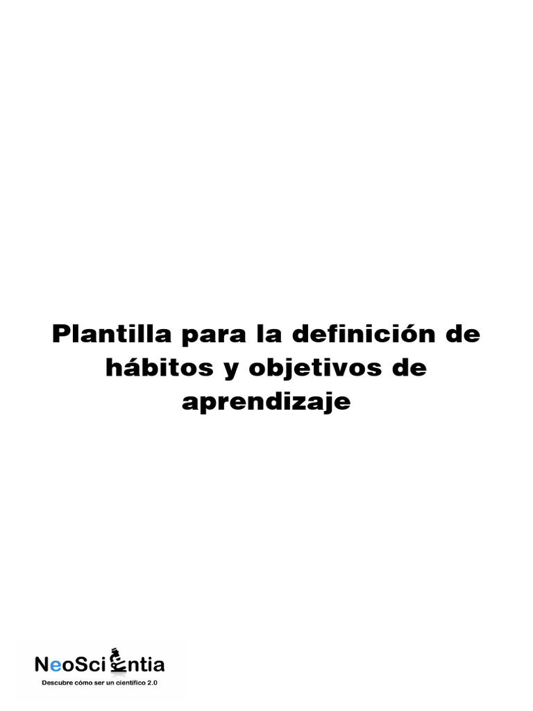 Plantilla para Definir Hábitos y Objetivos | PDF | Evaluación | Cognición