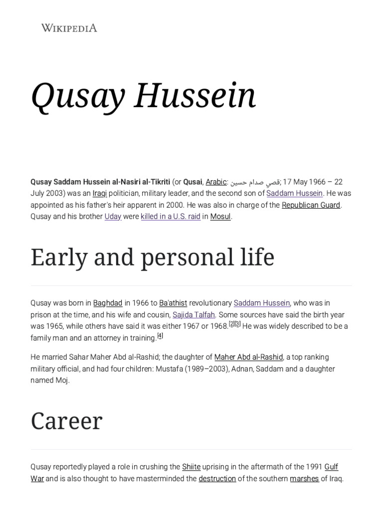 Qusay Hussein - Wikipedia | PDF