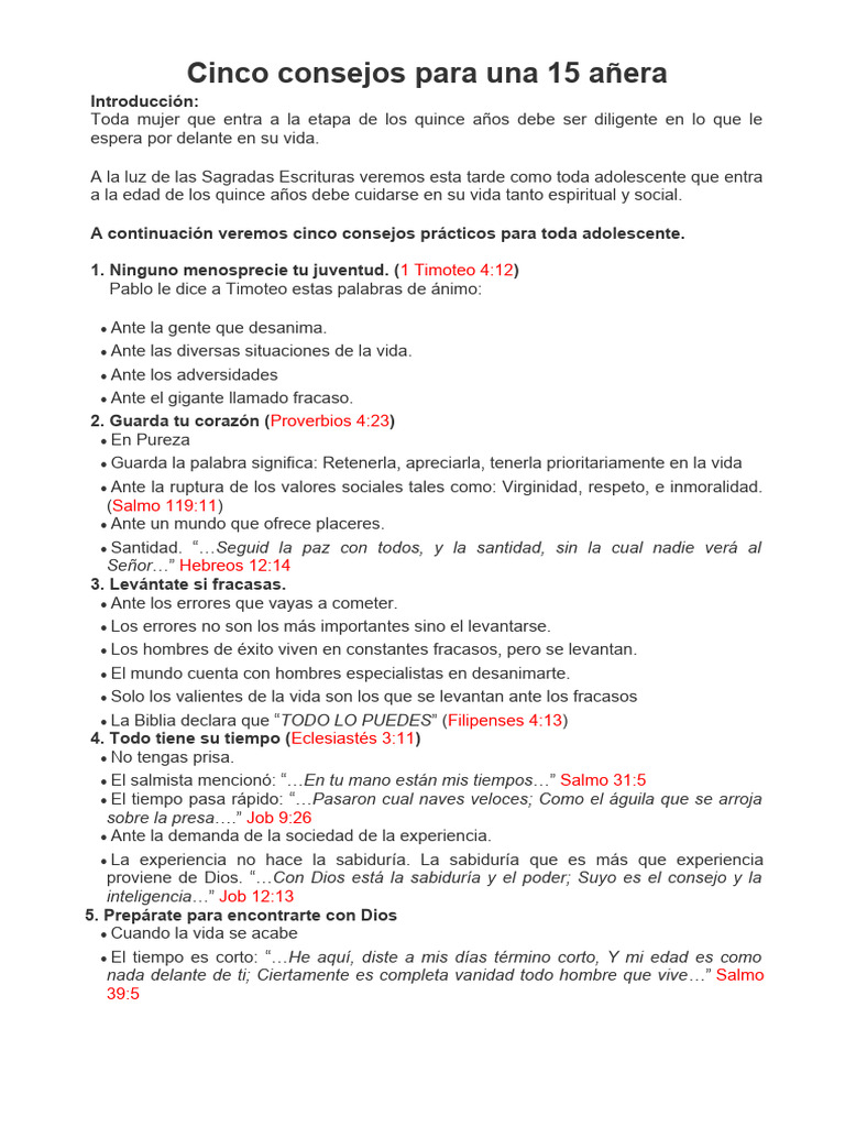 Cinco Consejos para Una 15 Añera | PDF | Religión y espiritualidad