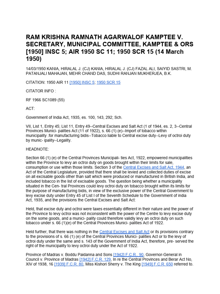 Ram Krishna Ramnath Agarwalof Kamptee V | PDF