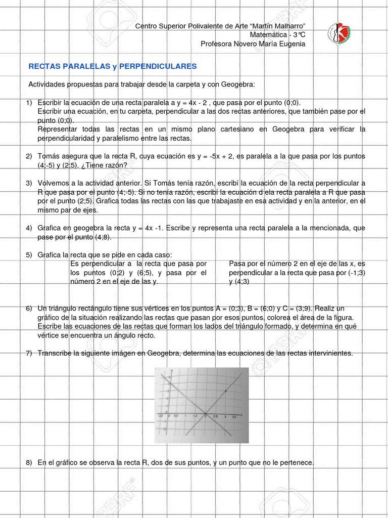 RECTAS PARALELAS y PERPENDICULARES | PDF | Perpendicular | Línea ...