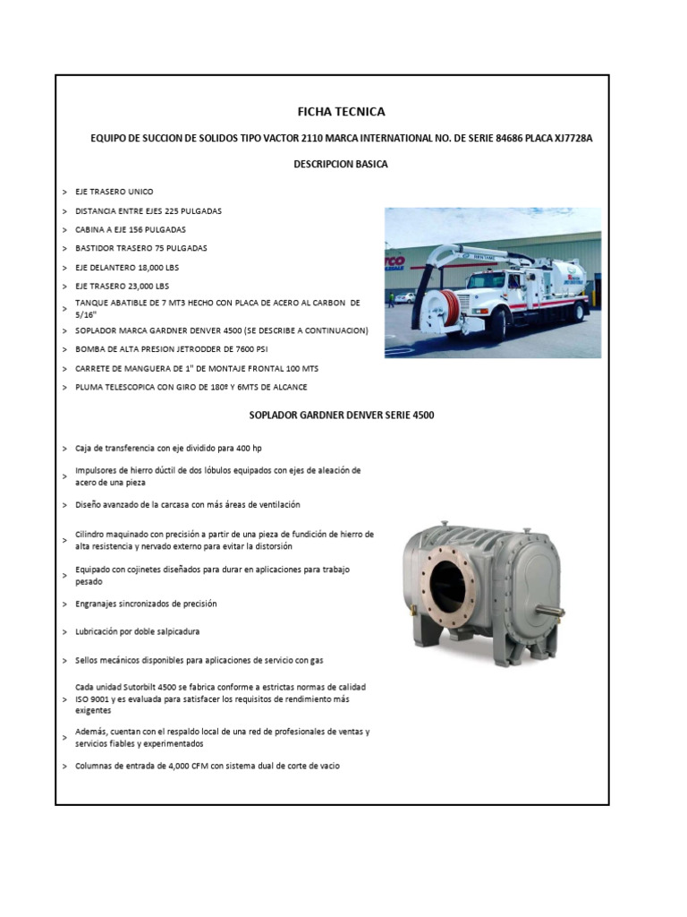 Ficha Tecnica Vactor | PDF