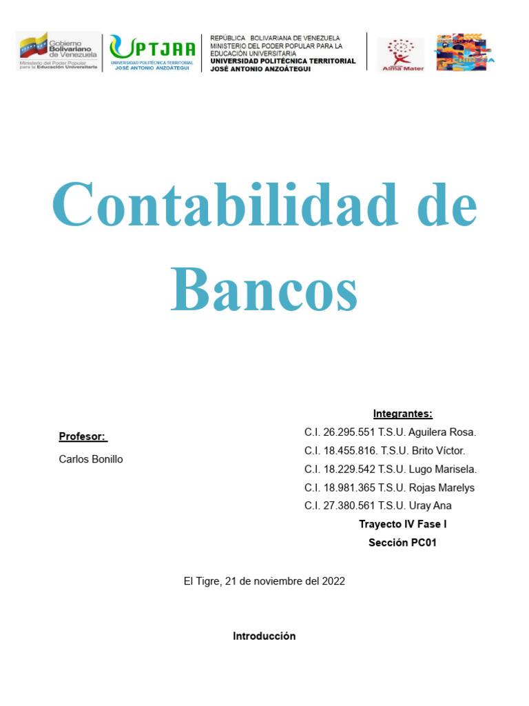 Contabilidad Bancaria y Tipos de Bancos | PDF