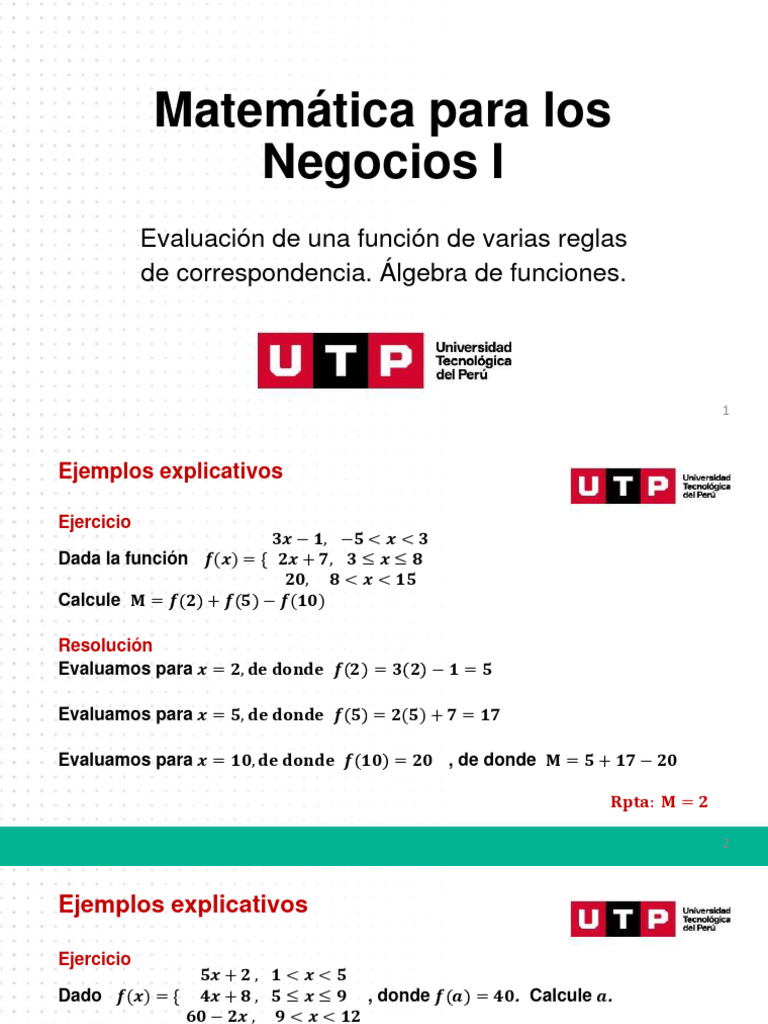 S11.s11 - Evaluación de Una Función de Varias Reglas de Correspondencia. Álgebra de Funciones ...