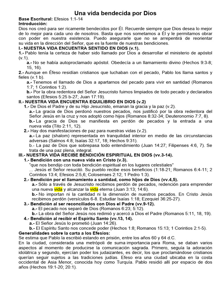 Una Vida Bendecida Por Dios | PDF