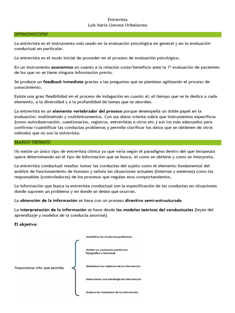 Entrevista Cognitivo Conductual en Psicología | PDF | Comportamiento ...