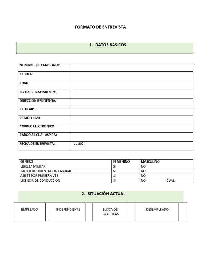 Formato de Entrevista | PDF