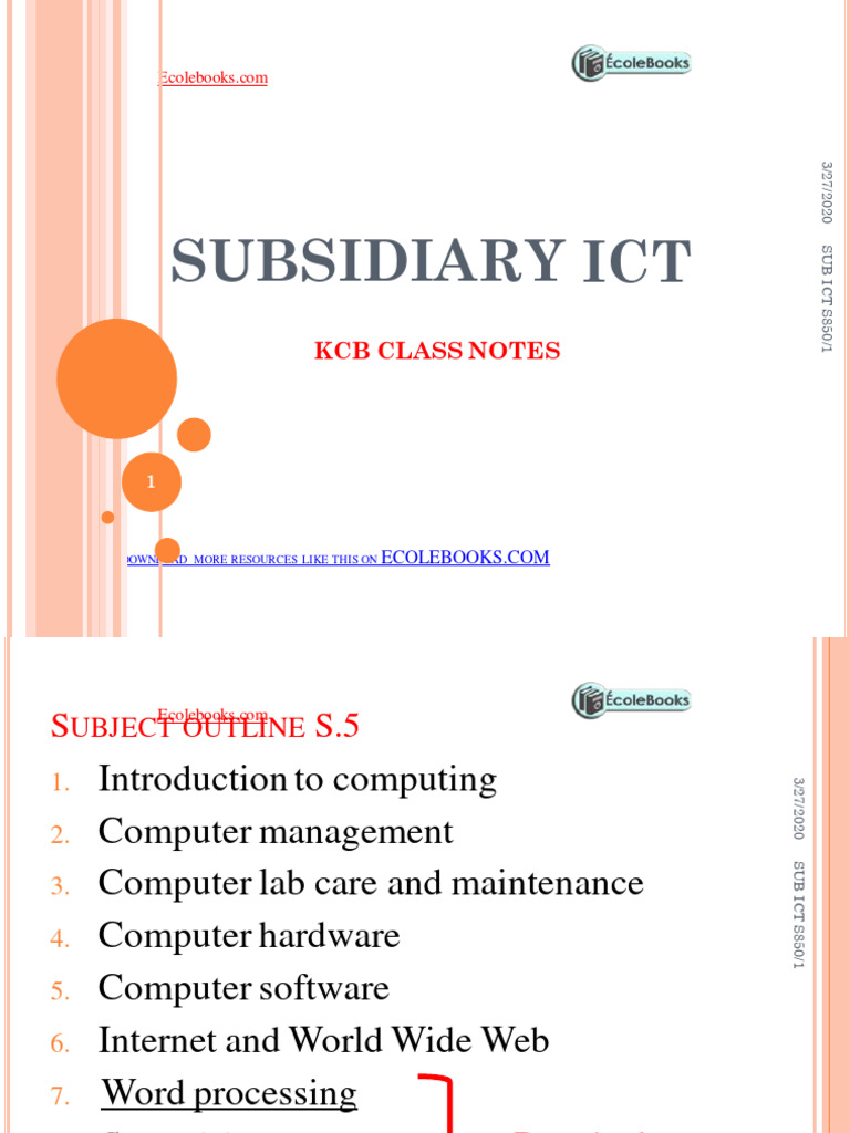 S5 Ict Notes 4 | PDF | Computer Hardware | Computer Data Storage