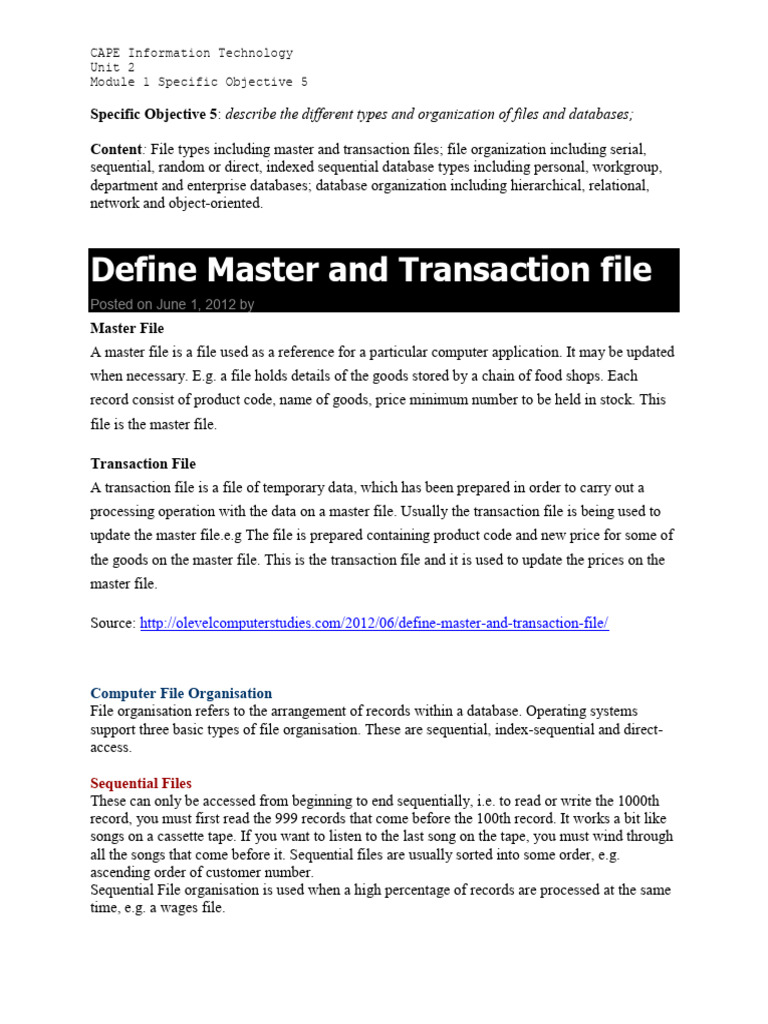 Types of File and Database Organization | PDF | Database Index | Databases