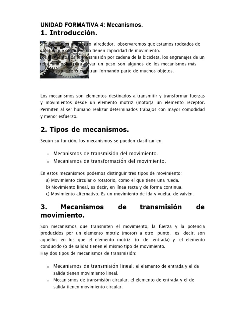 Mecanismos | PDF | Engranaje | Palanca