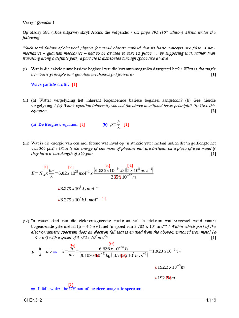 CHEN312, Jun 2019, Memo | PDF | Waves | Chemistry