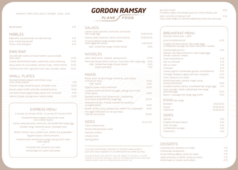 Plane Food A La Carte Menu | PDF