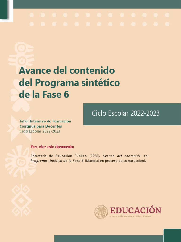Avance Programa Sintético Fase 6-WORD | PDF | Evaluación | Enseñando