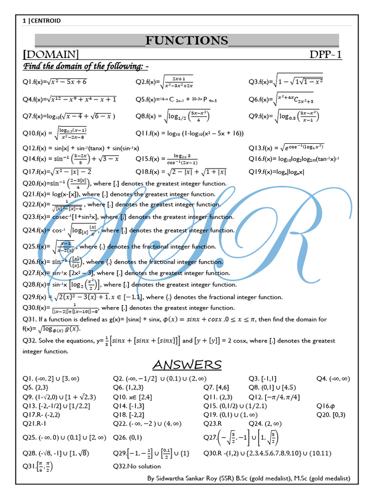 Function (DPP-1) | PDF | Function (Mathematics) | Numbers