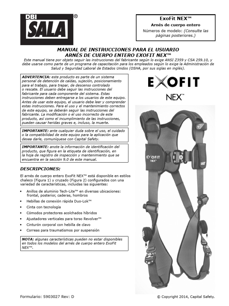 Instructivo de Arnes Exofit Nex | PDF | Conector eléctrico ...