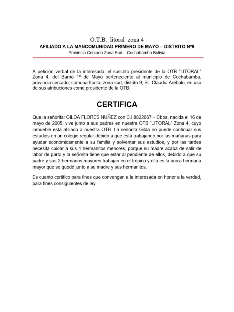 Certificacion OTB Estudiantes CEA | PDF