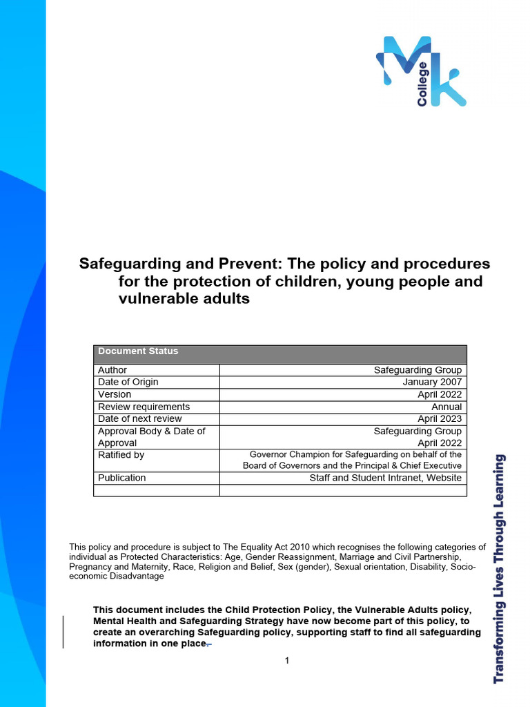 Safeguarding Policy 2022 Adult and Young People May 2021 2 | PDF | Child Protection | Child Abuse