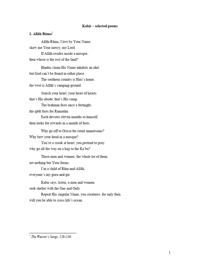 Kabir Poems | Download Free PDF | Religious Belief And Doctrine