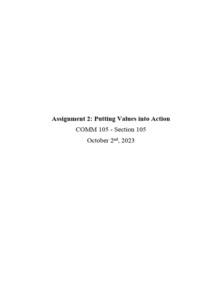 Values in Action: COMM 105 Assignment 2 | PDF | Goal | Habits
