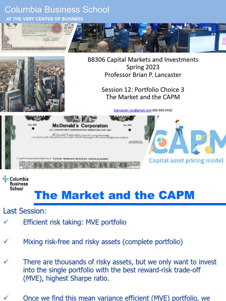 CAPM and Portfolio Optimization Guide | PDF | Capital Asset Pricing ...