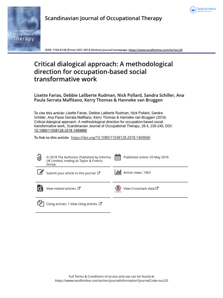 Critical Dialogical Approach: A Methodological Direction For Occupation ... Critical Dialogical Approach: A Methodological Direction For Occupation ...