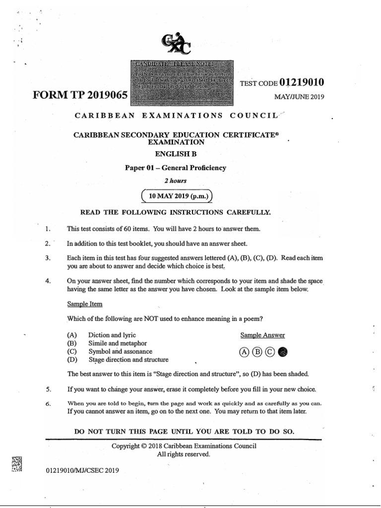 CSEC English B June 2019 P1 | PDF | Elephant