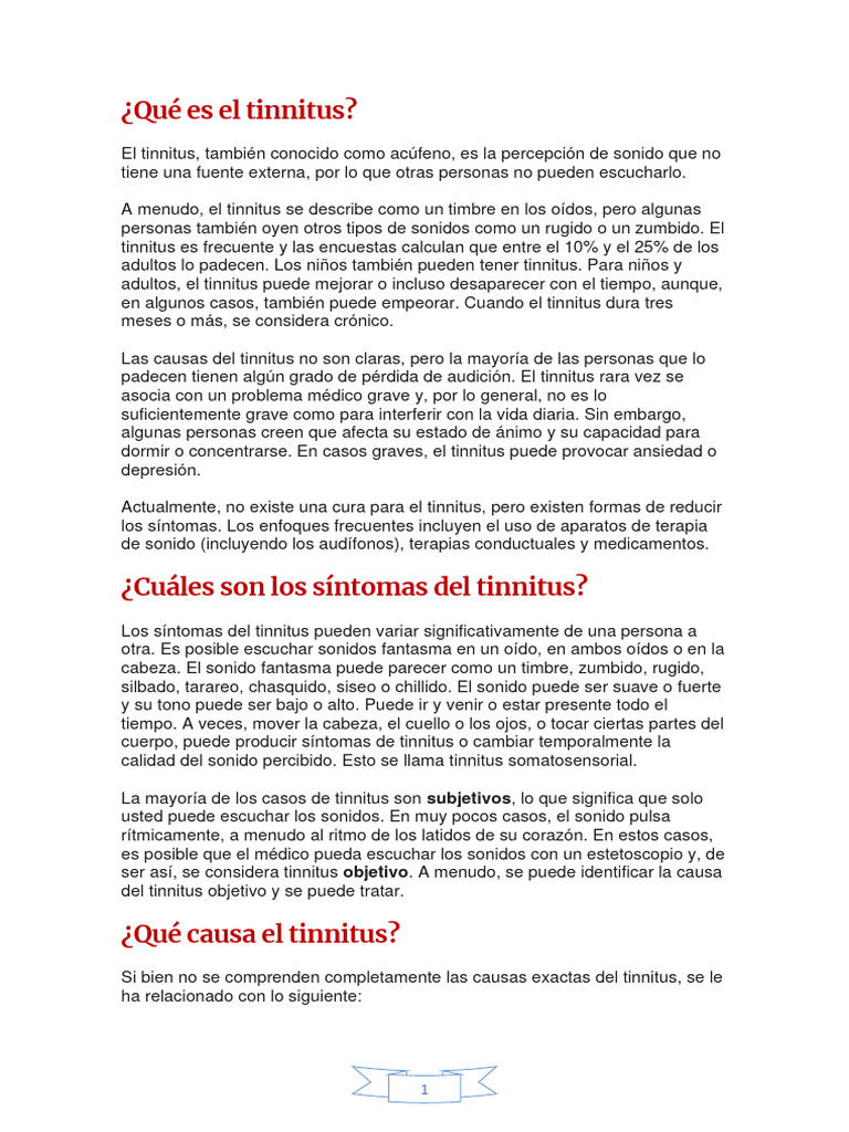 Qué Es El Tinnitus | PDF | Tinnitus | Oído