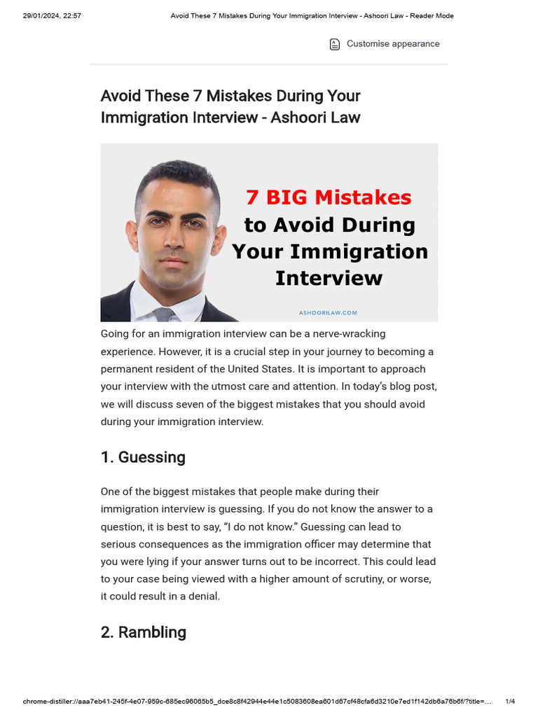 Avoid These 7 Mistakes During Your Immigration Interview - Ashoori Law ...