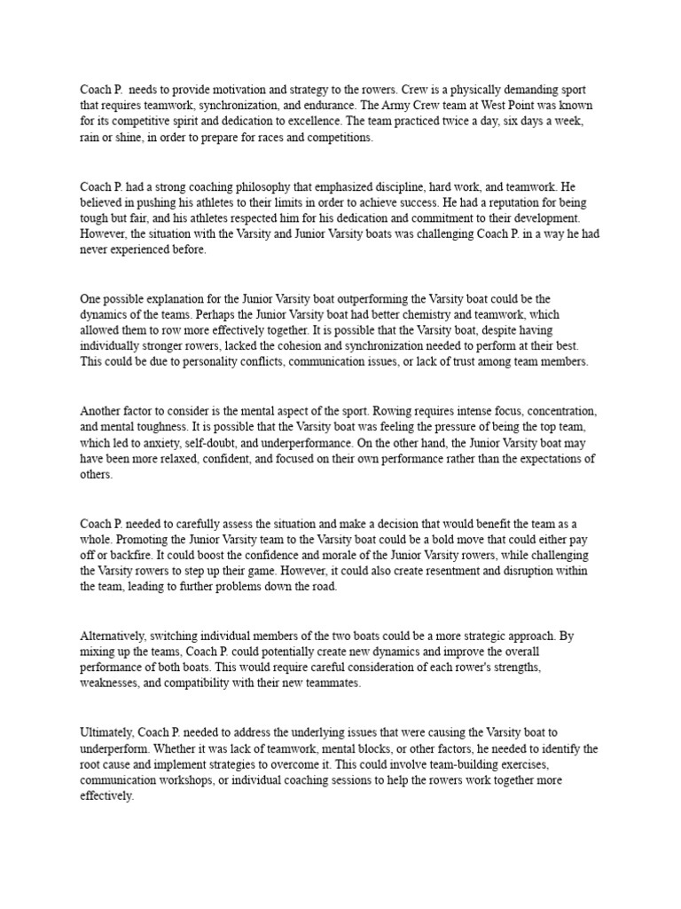 Army Crew Team Study Case Analyses | PDF | Rowing (Sport) | Leadership