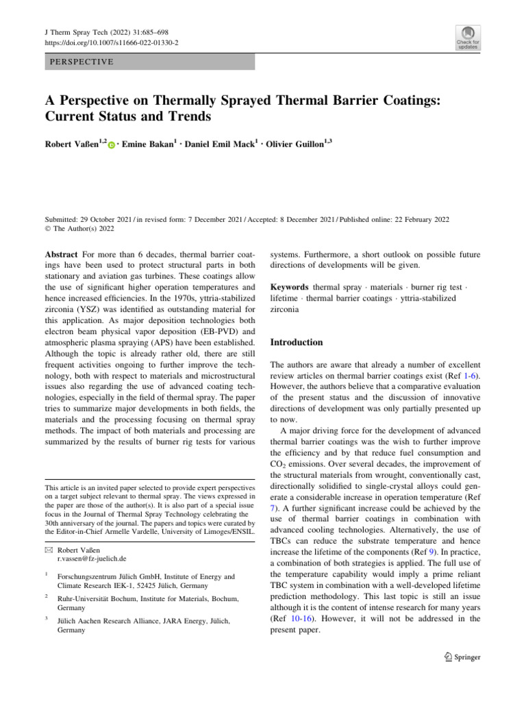 Important Thesisadvance TBC Techniques | PDF | Materials Science ...