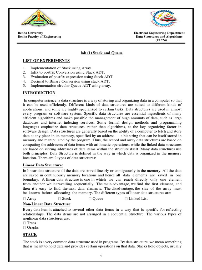 Lab12 Stack Queue Pdf Queue Abstract Data Type Data Structure 