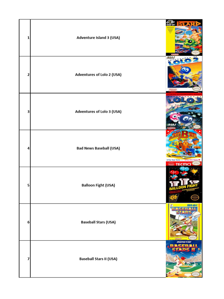 NES Game List Compilation | PDF | Nintendo | Japanese Games