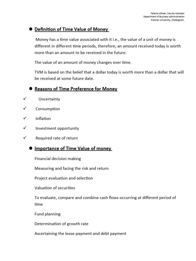 Time Value of Money | PDF | Present Value | Time Value Of Money