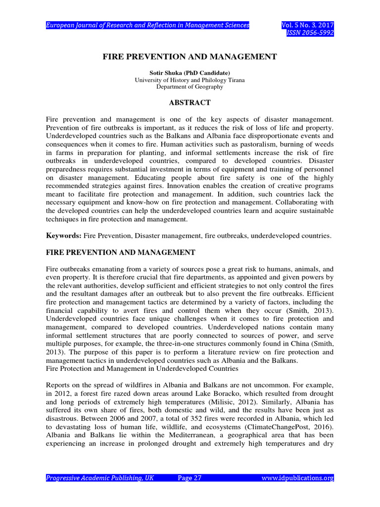Full Paper FIRE PREVENTION AND MANAGEMENT | PDF | Fires | Firefighting