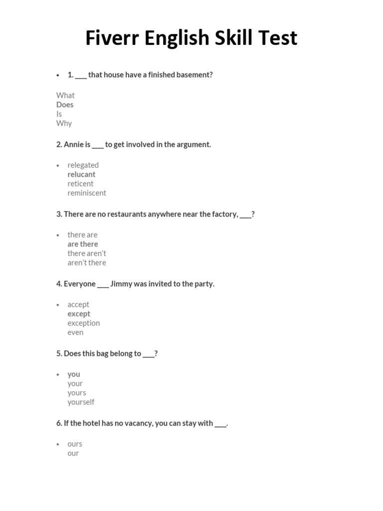 Skill Test English | PDF