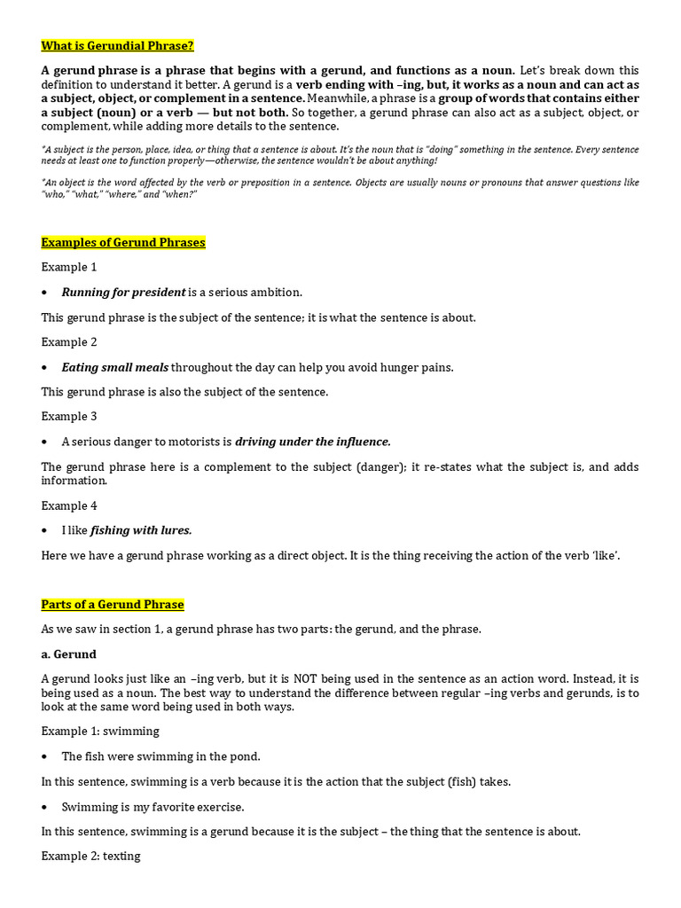 What Is Gerundial Phrase | PDF