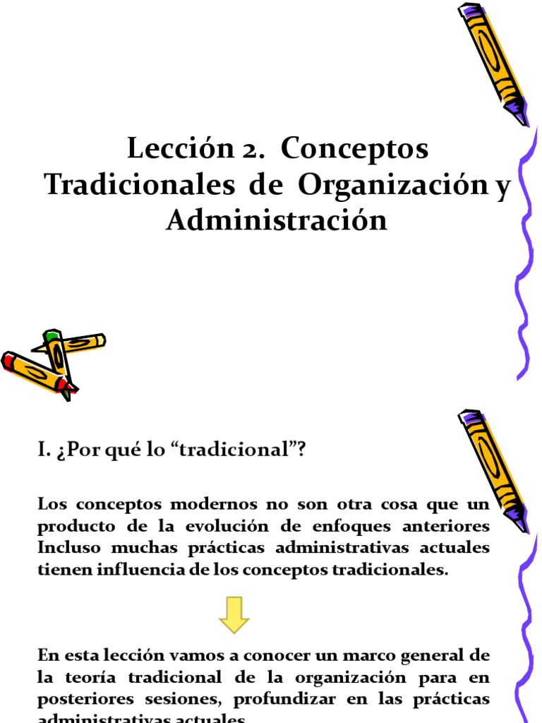 Leccion 2 Conceptos Tradicionales de Organización y Administración ...