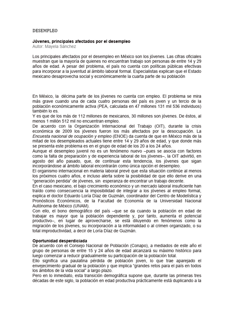 DESEMPLEO | PDF | Desempleo | México