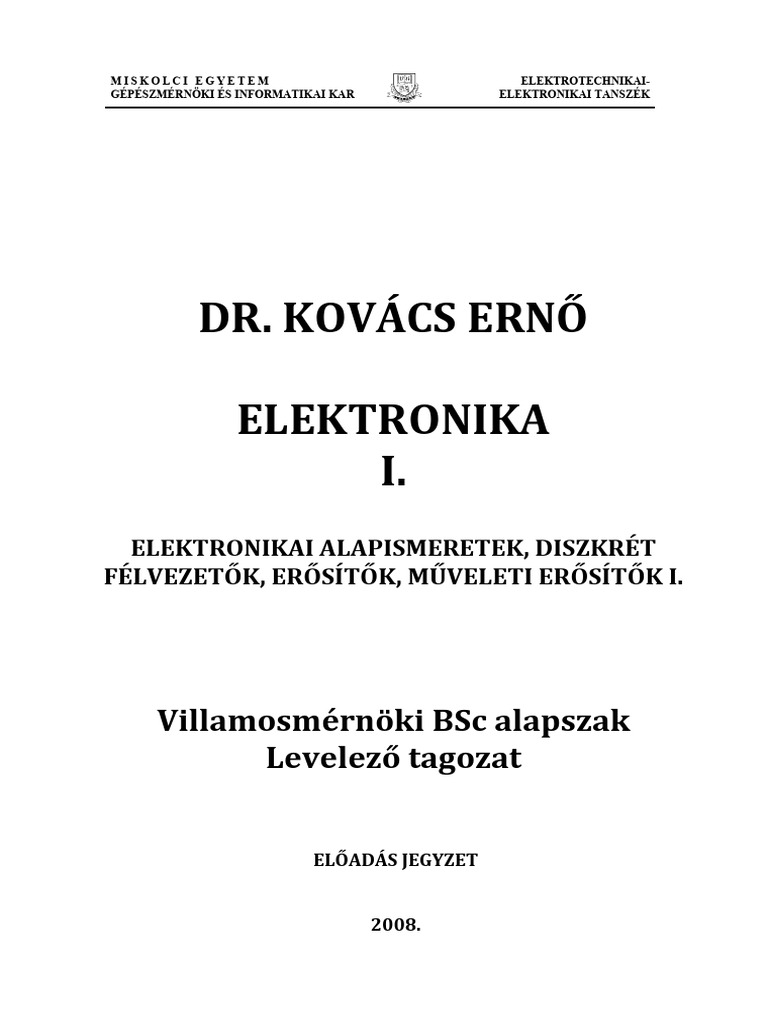 Dr. Kovács Ernő Elektronika I. | PDF