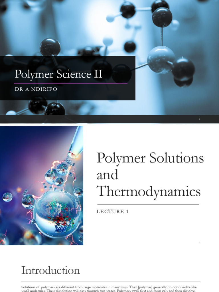 Polymer LL Lecture 1 (One) | PDF | Polymers | Solvation