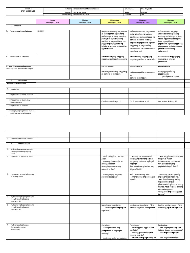 Esp1 DLL Q2 Week 7 | PDF